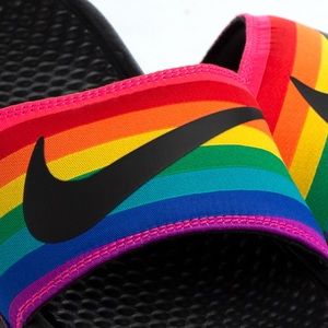 Nike | Shoes | New Nike Benassi Jdi Be True Slides Sandals Lgbtq | Poshmark